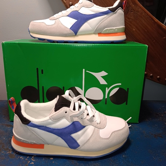 Diadora | Shoes | Diadora White And Blue Sneakers | Poshmark